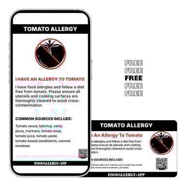 Food Allergy Cards for Travel - Customize, Download or Print